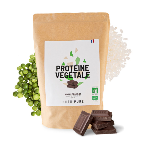 Protéine végétale bio et vegan : riz et pois en poudre